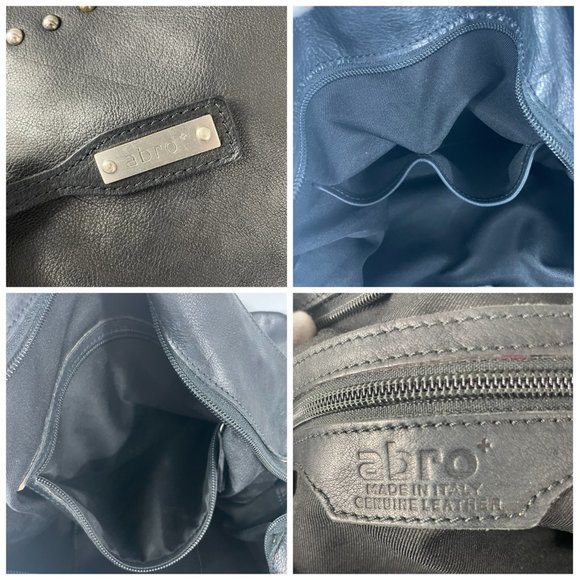 Abra | Bags | Abro Made In Italy Black Paddle Leather With Studs Large ...